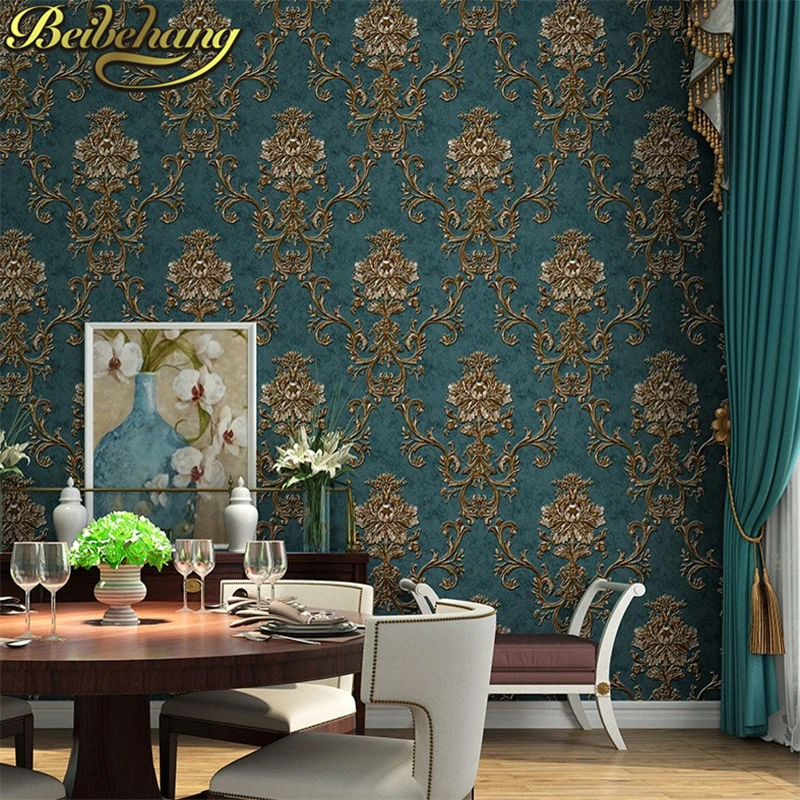 beibehang papel de parede Non Woven Damask European Vintage Wallpaper ...