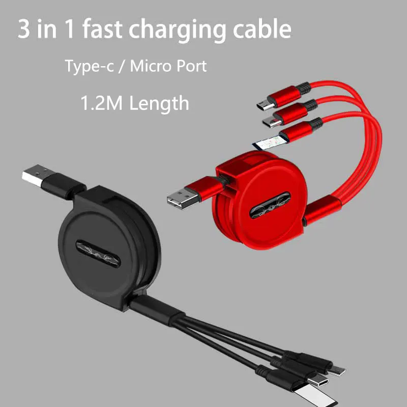 Cable Usb retráctil tipo c para móvil, Cable de carga rápida Micro para Huawei honor 20 P30 ...