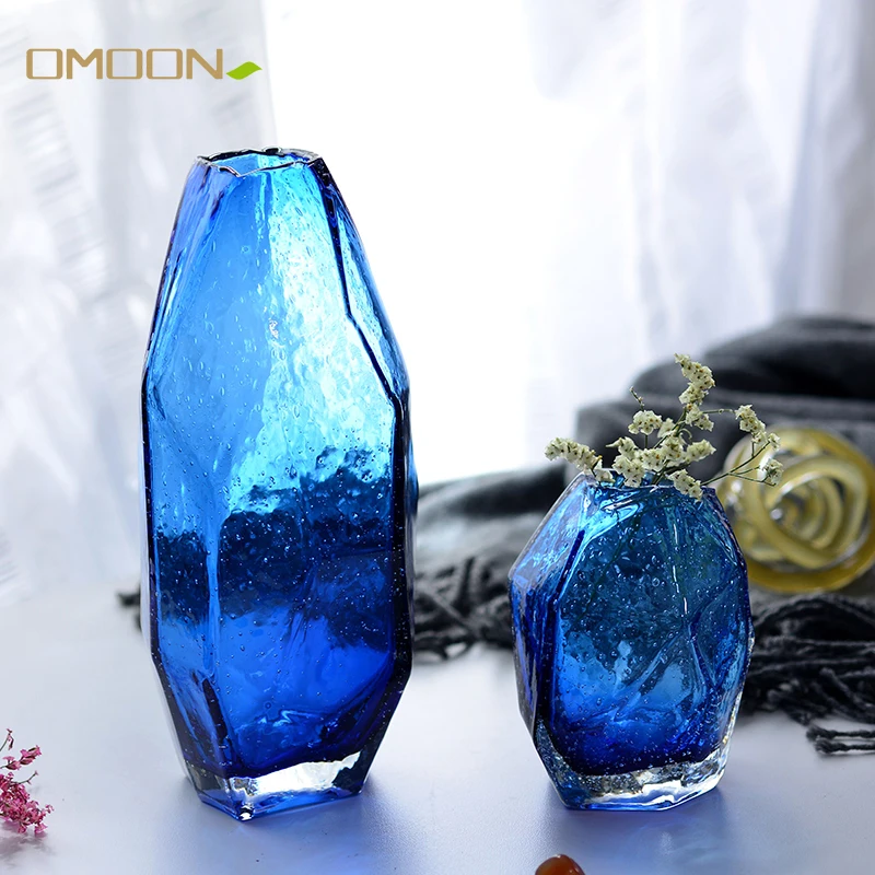 Modern Blue Vase Handmade Terrarium Colored Glass Vase For Wedding ...