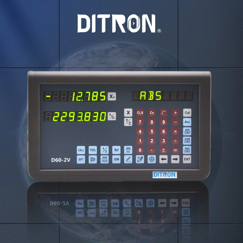 2 Axis D60 2V Ditron DRO Digital Readout Position Display with Large LED Screen for lathe ...
