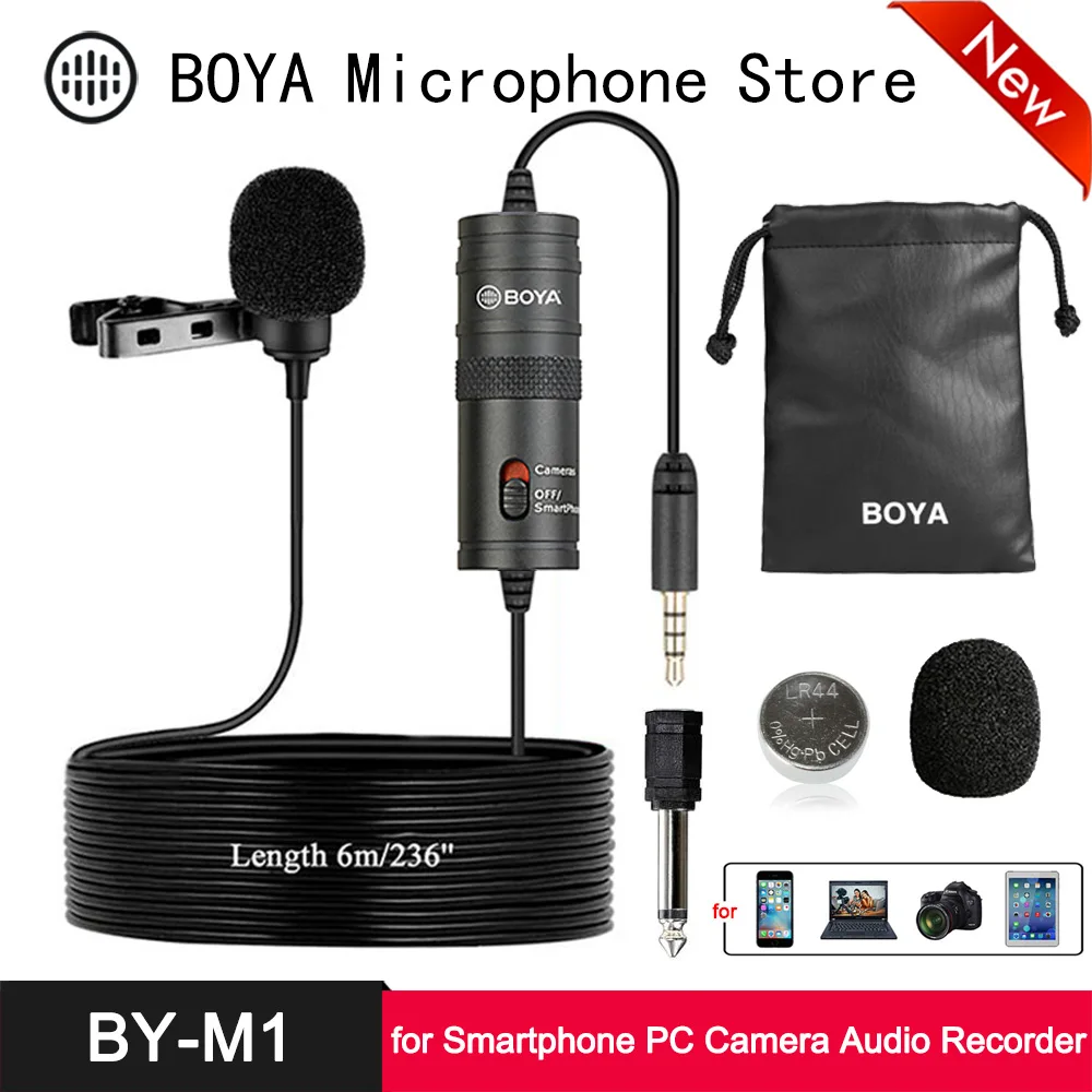 BY-M1S Audio Recorders BOYA PC Laptop Recording Professional Lavalier Lapel Microphone ...