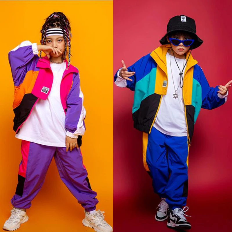 Kid Festival Hip Hop dancing Outfits Green Sweatshirt Crop Tops Jogger ...
