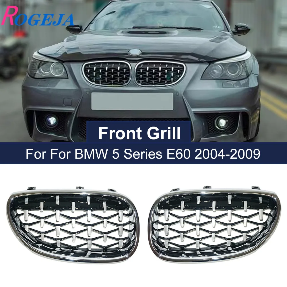 A-Pair-Car-Racing-Grill-Diamond-Kidney-Grille-For-BMW-E60-E61-550i-535i ...