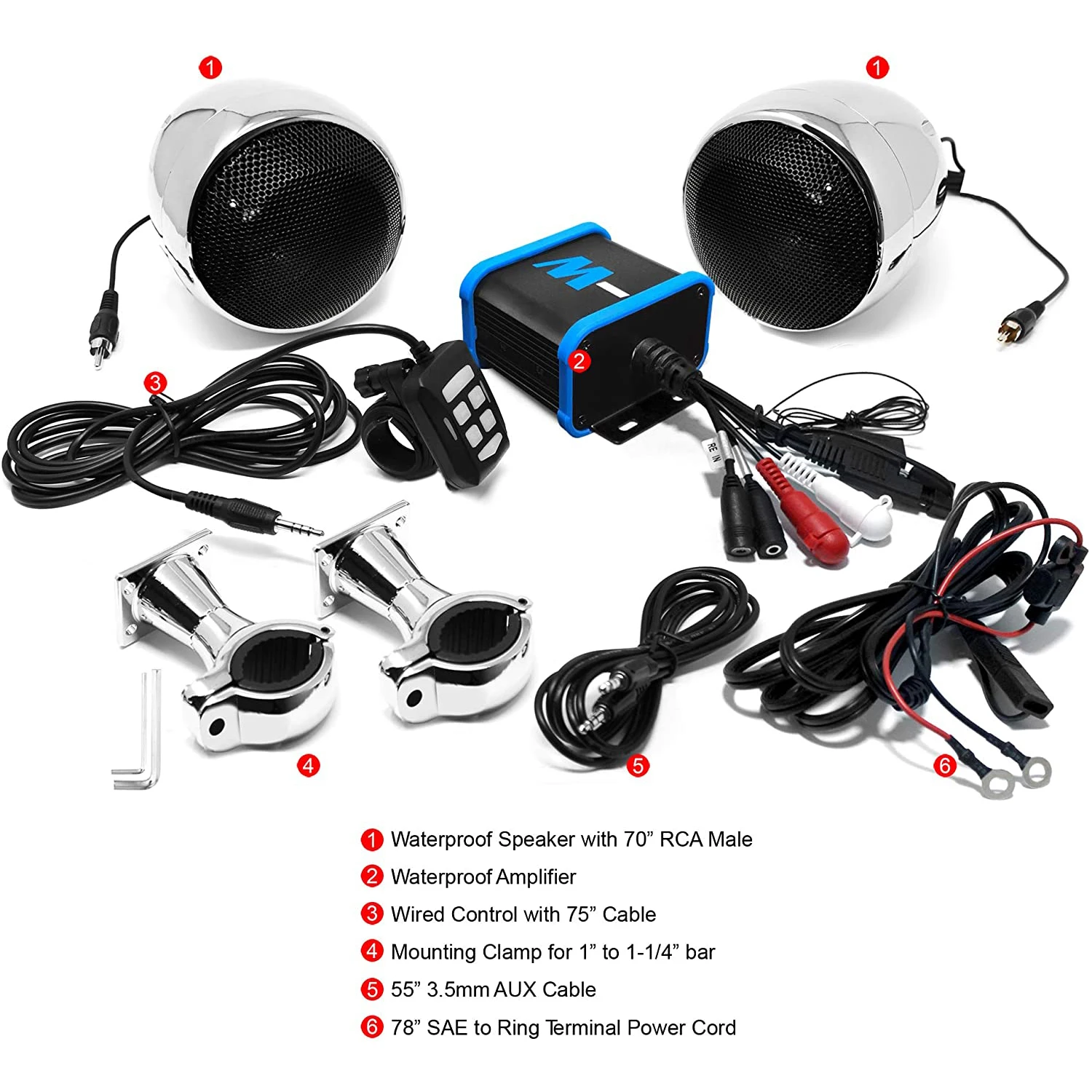Aileap MX300 Waterproof Amplifier Motorcycle Audio System Outdoor ATV ...