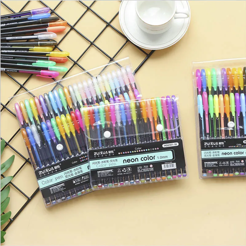 Colors Marker Set Glitter Gel Pen For Coloring Books Journals Drawing ...