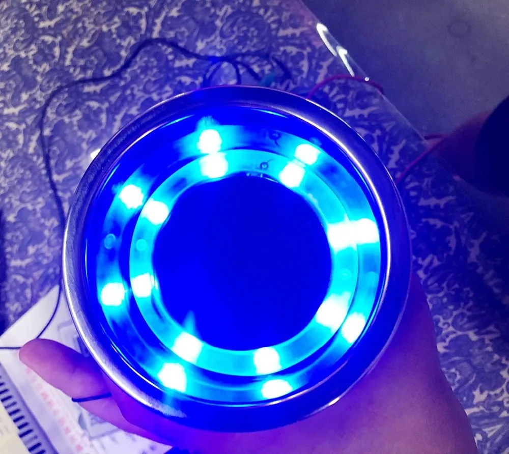 12V LED 내장 스테인레스 스틸 컵 홀더 2Pcs (블루) [TYE-CA012] / 디바이스마트