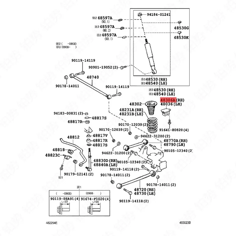Автомобильный задний амортизатор пружины буфера резины 2002-toy ot4r ...