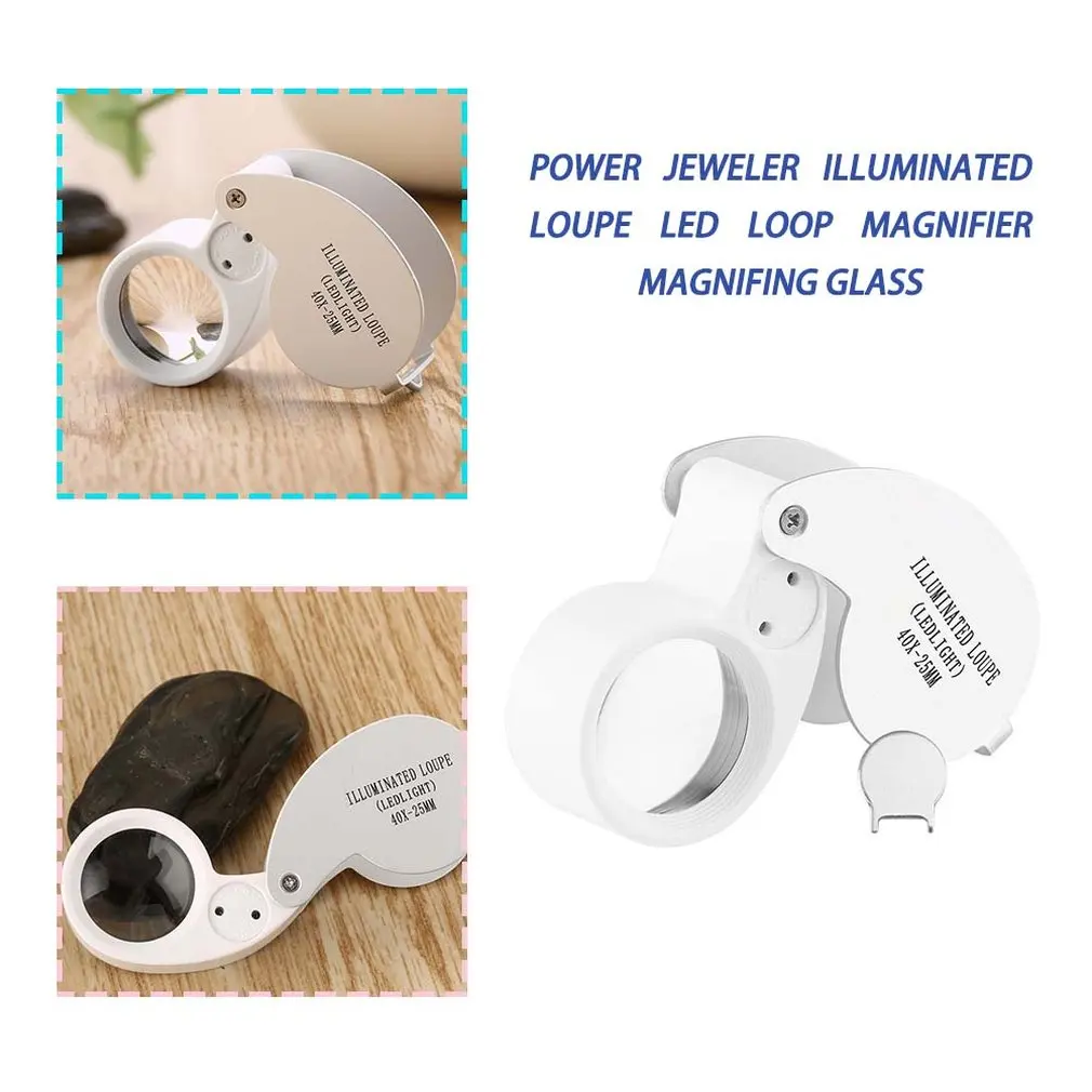 Argent - Loupe lumineuse LED Mini, bijoutiers, Yeux Loupe en verre ...