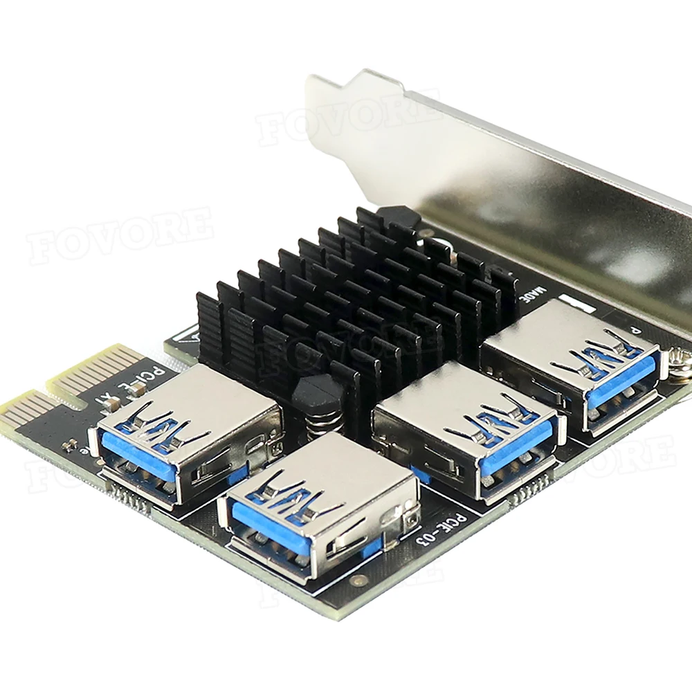 Multiplicateur PCI Express PCIE 1 à 4 ports USB3.0 Riser, carte ...