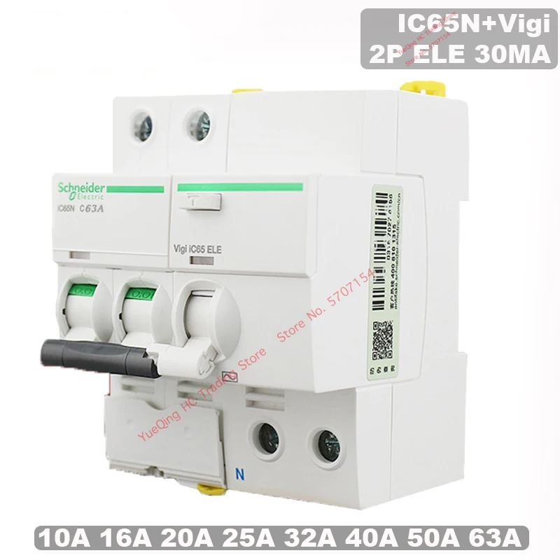 Schneider Electric VIGI IC65N Circuit Breaker Leakage Protection 30MA 2P 40A 63A 230V AC 50/60Hz ...