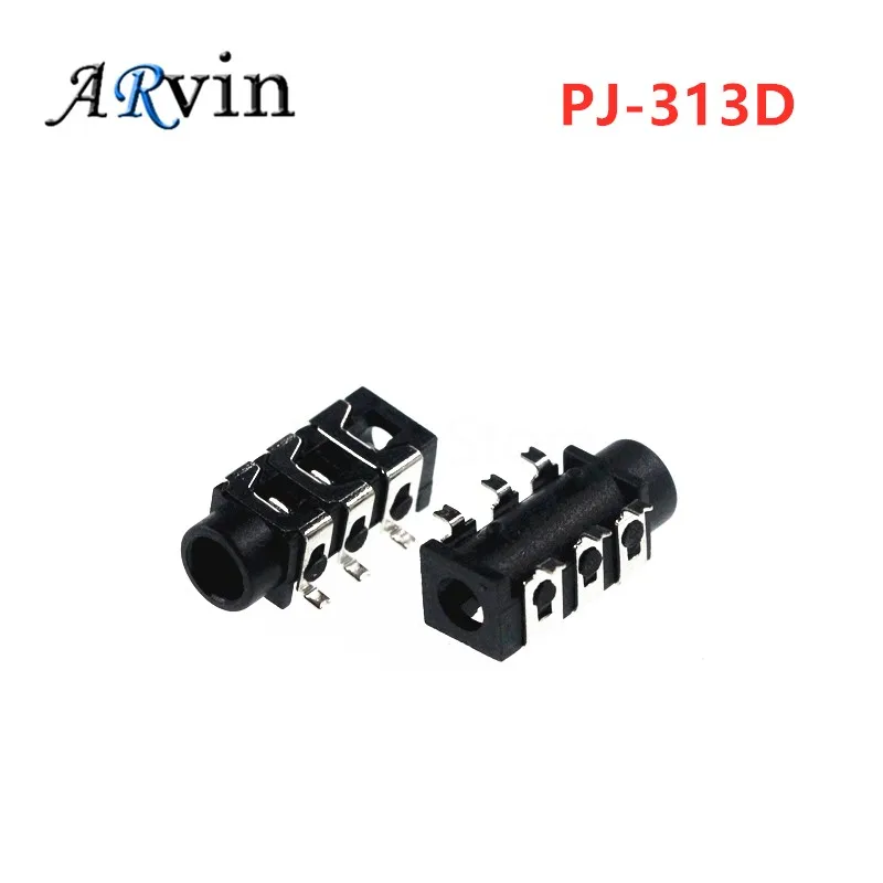 10 Pcs Pj313d Pj313 3.5 Mm Female Audio Connector Smt 6 Pin Stereo ...