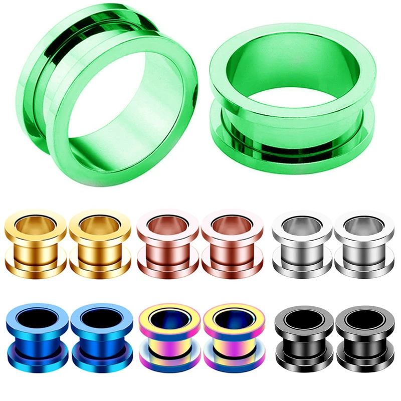 1pair Stainless Steel 2-30mm Ear Flesh Tunnel Plug Screw Fit Ear Gauge ...