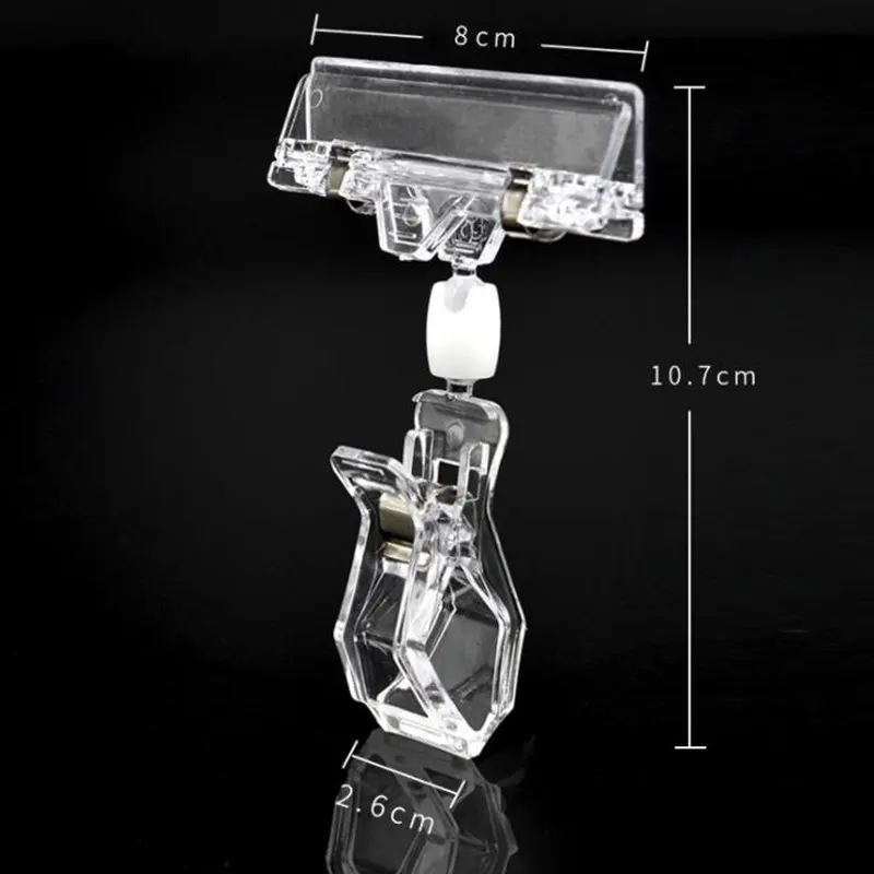 500pcs Transparent Plastic Double Head Clips Display Holder Adjustable ...