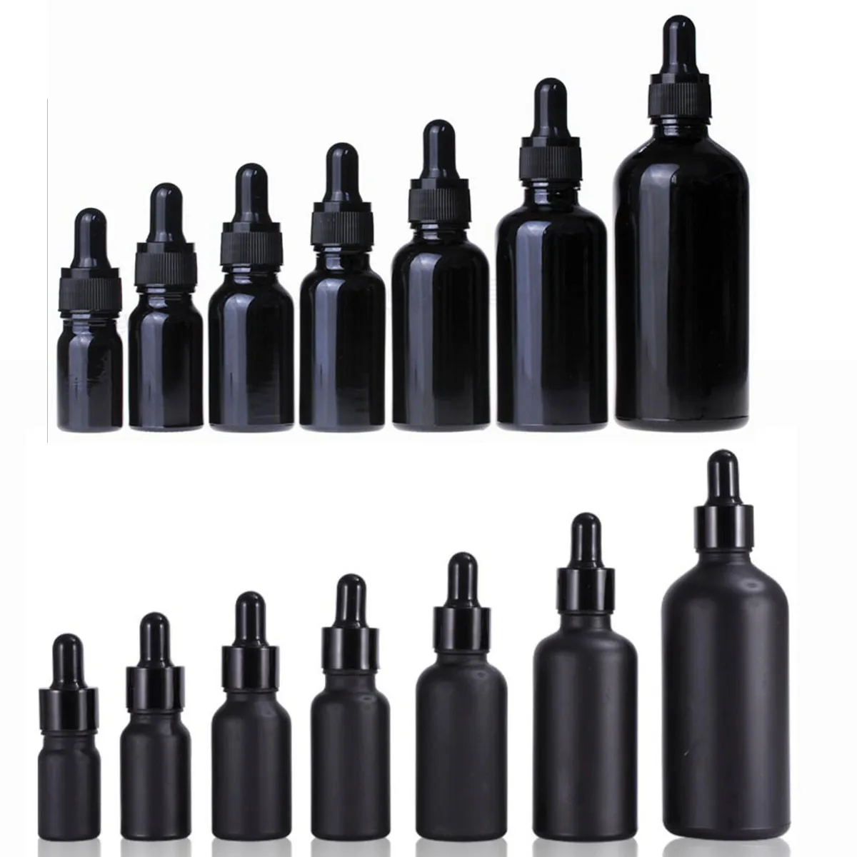 10X-Frosted-Black-Glass-Dropper-Bottle-Essential-Oils-5ml-to-100ML ...