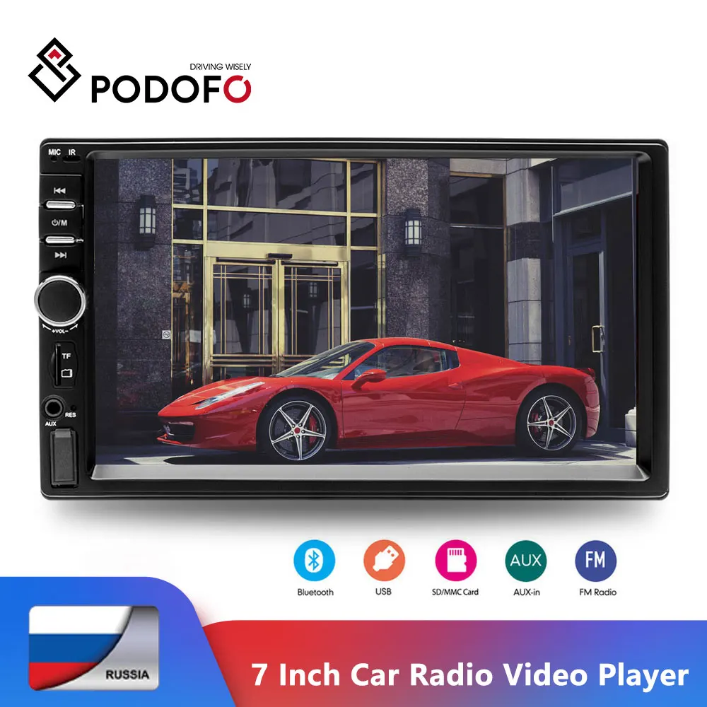 Podofo 2 Din Car Radio Bluetooth 7" Touch Screen Stereo FM Audio Stereo ...