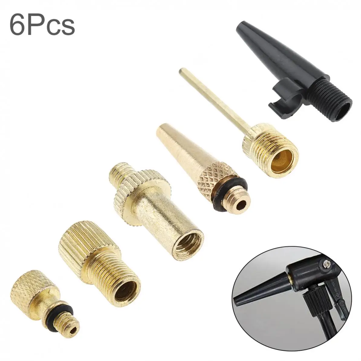 6pcs/set Copper + Kirsite + Plastic Pump Adaptor Kit Valve Connector ...