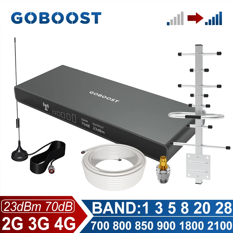 GOBOOST 2G 3G 4G Signal Booster LTE 700 800 CDMA 850 GSM 900 DCS 1800 UMTS 2100 MHz Cellular ...