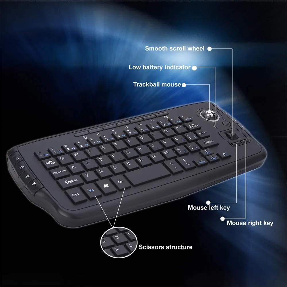 Wireless Mini Multimedia Trackball Keyboard