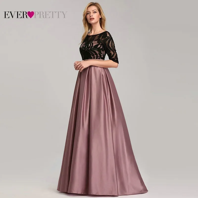 Contrast Color Evening Dresses Empire Lace Bow Elegant Sexy Party Gowns