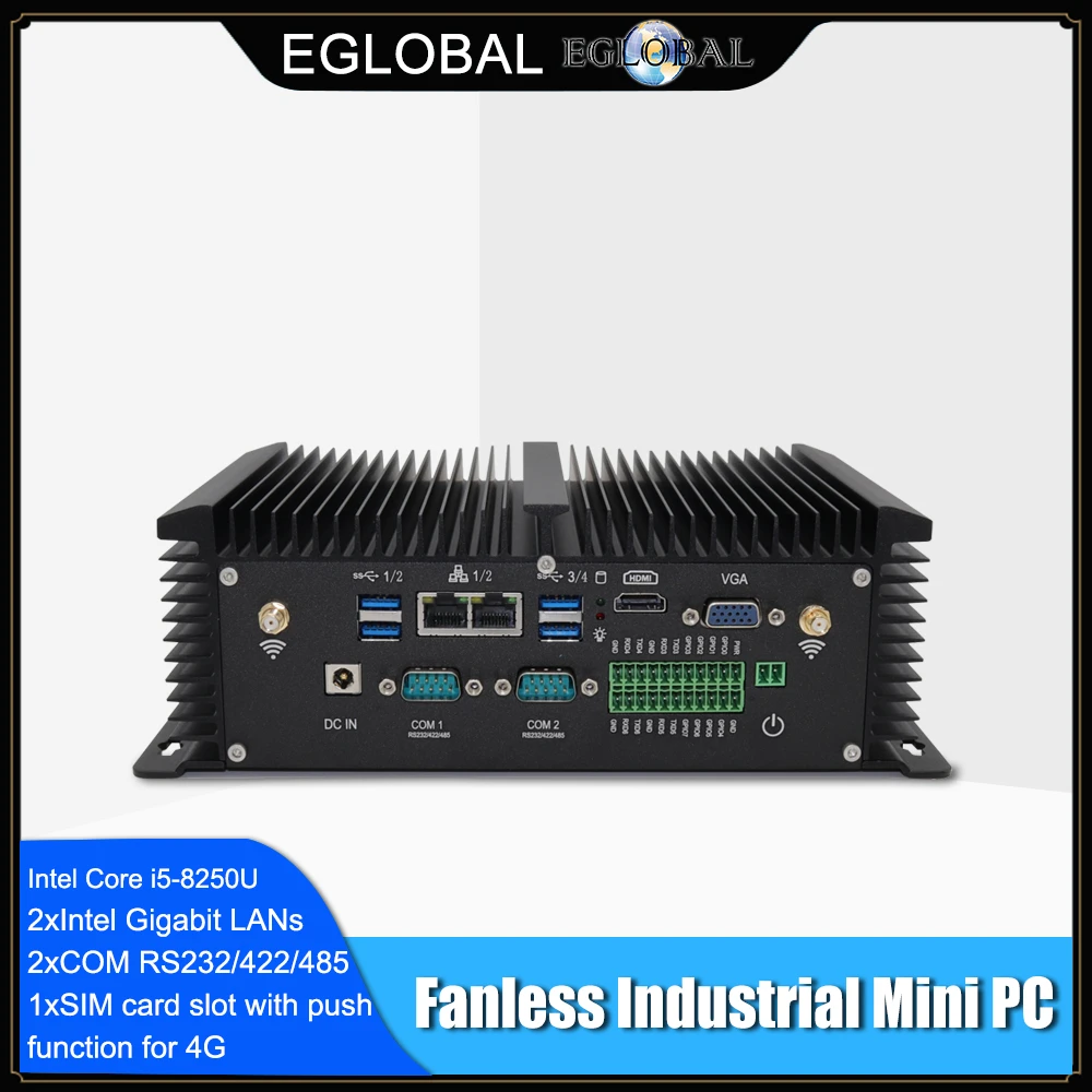 Industrial Fanless Pc Intel I5 8350u I7 7500u Desktop Mini Computer ...
