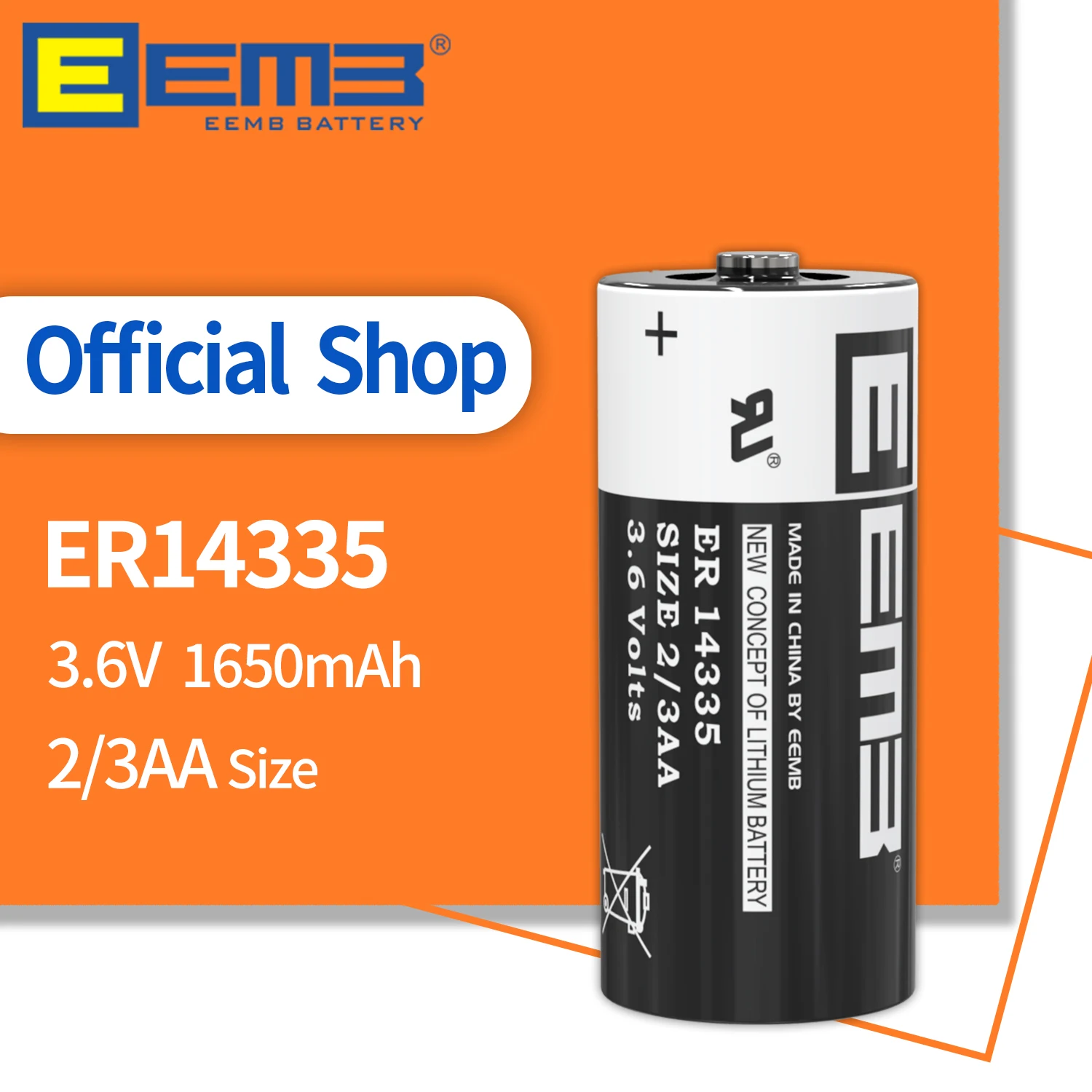 EEMB-ER14335-Lithium-Battery-3-6V-2-3AA-Battery-1650mAh-Cell-Batteries ...