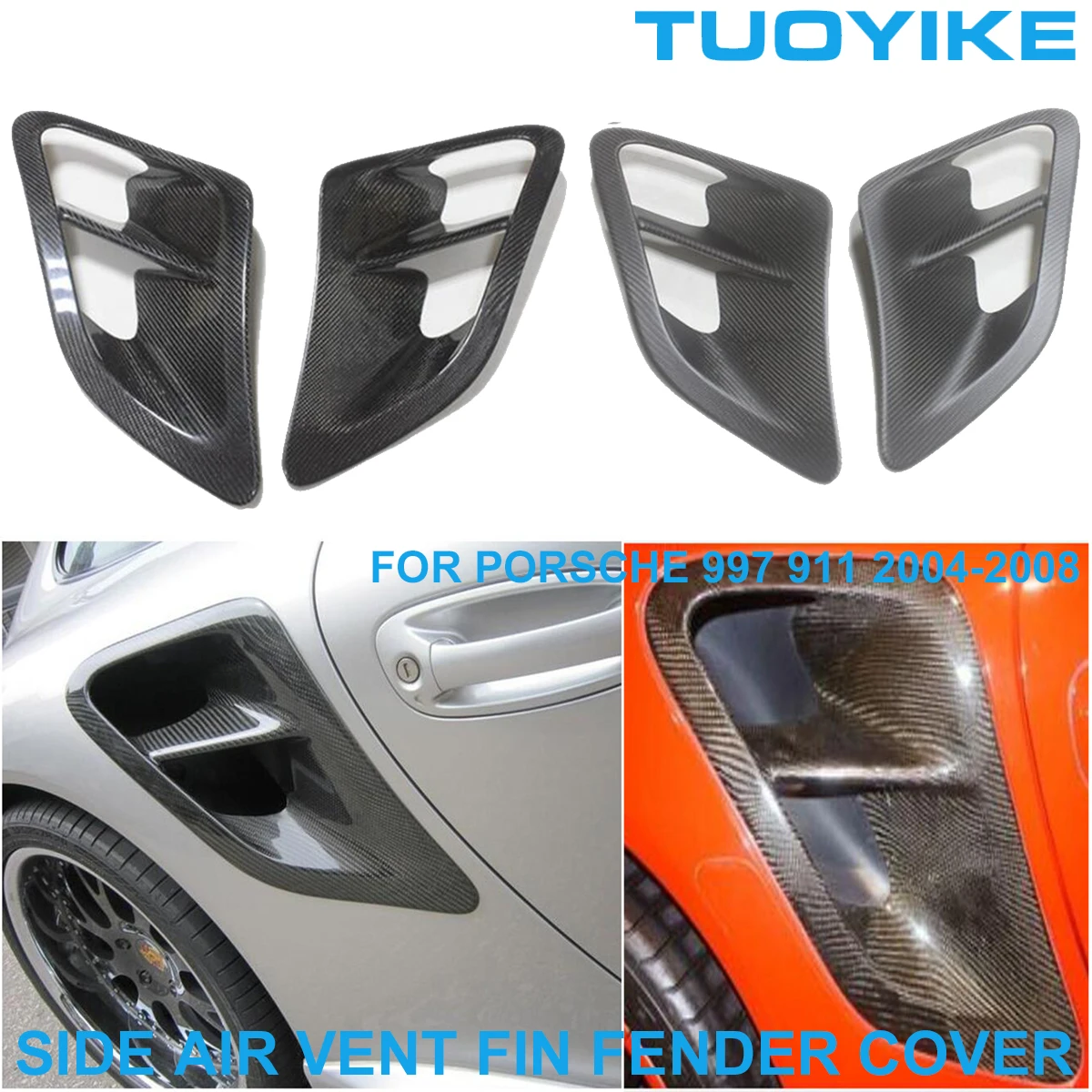 2PCS-Car-Styling-Real-Dry-Carbon-Fiber-Rear-Side-Fender-Air-Vent-Fin ...