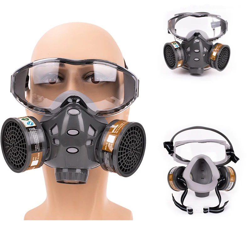 8200-Dustproof-Half-Full-Face-Gas-Mask-Set-With-Safety-Goggles-Spray ...