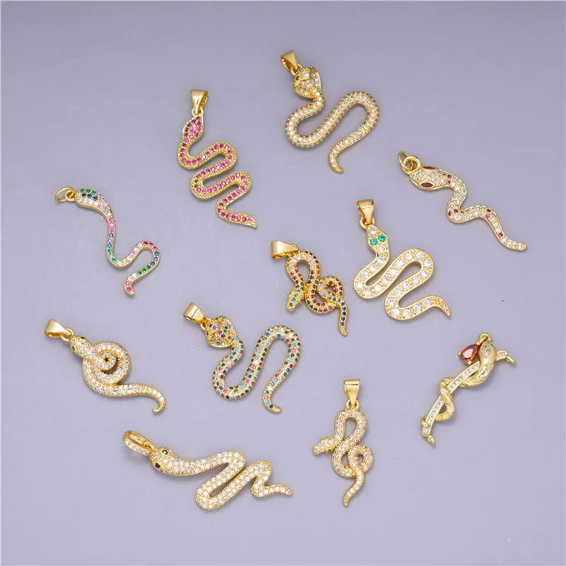 Juya-Micro-Pave-Cubic-Zirconia-18K-Gold-Plated-Cobra-Snake-Charms-DIY ...