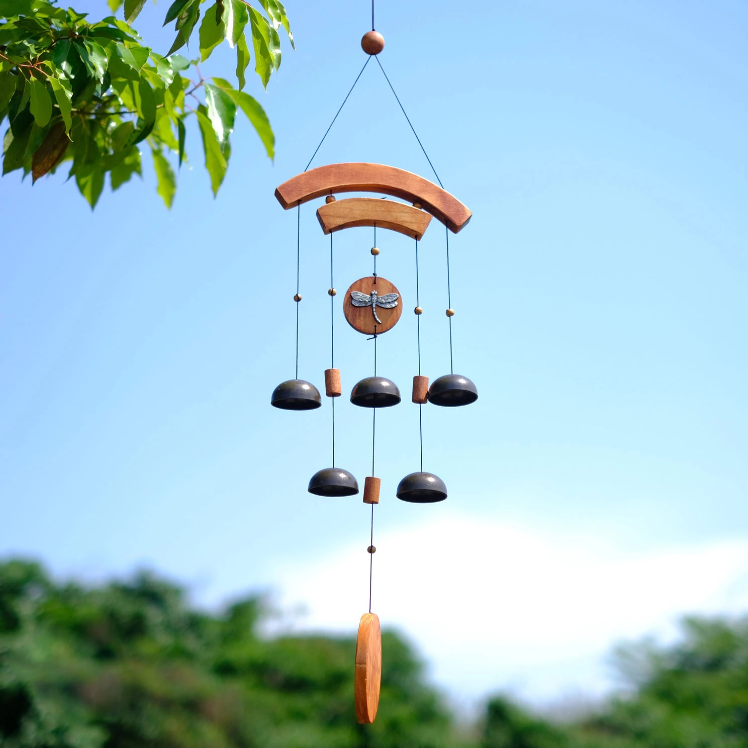 Amgoth Wood Wind Chimes Outdoor Yard Garden Copper Bells Patio Relaxing ...