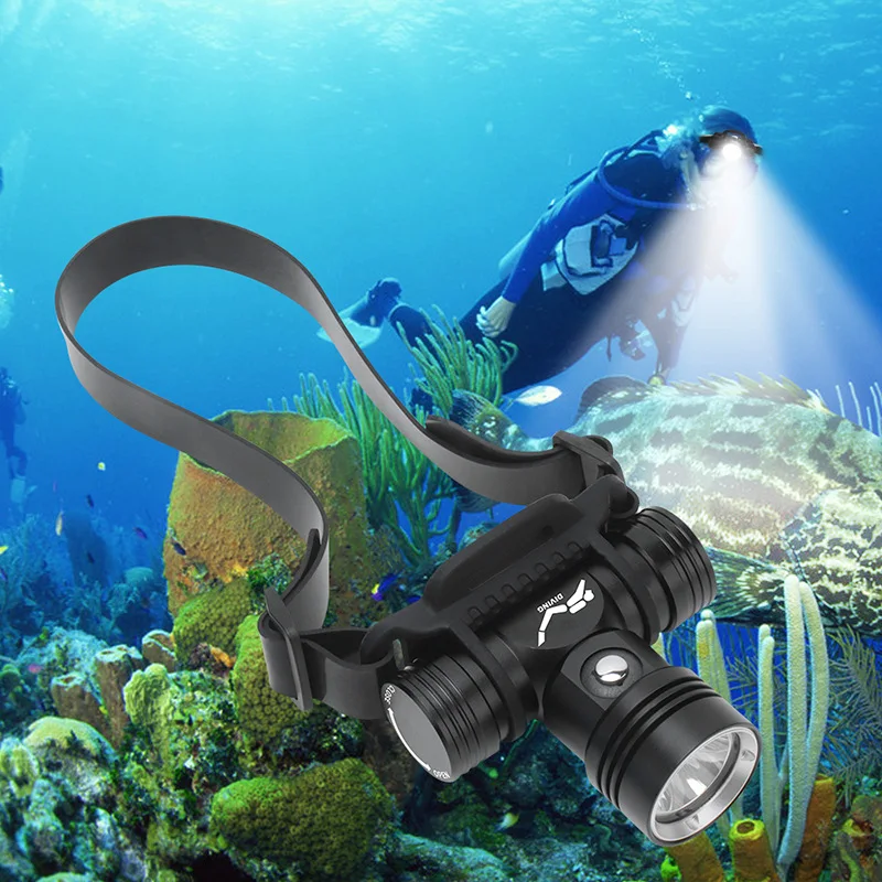Linterna de cabeza de buceo D2, faro Led subacuático de 200M, XM L2 ...