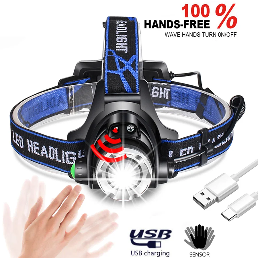 Led Headlamp Body Motion Sensor Headlight T6/l2 Zoomable Lamp ...