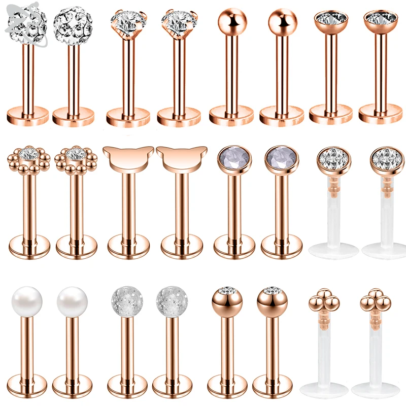 ZS-4-25pcs-lot-Heart-Crystal-Lip-Piercing-Set-16G-Stainless-Steel-Lip ...