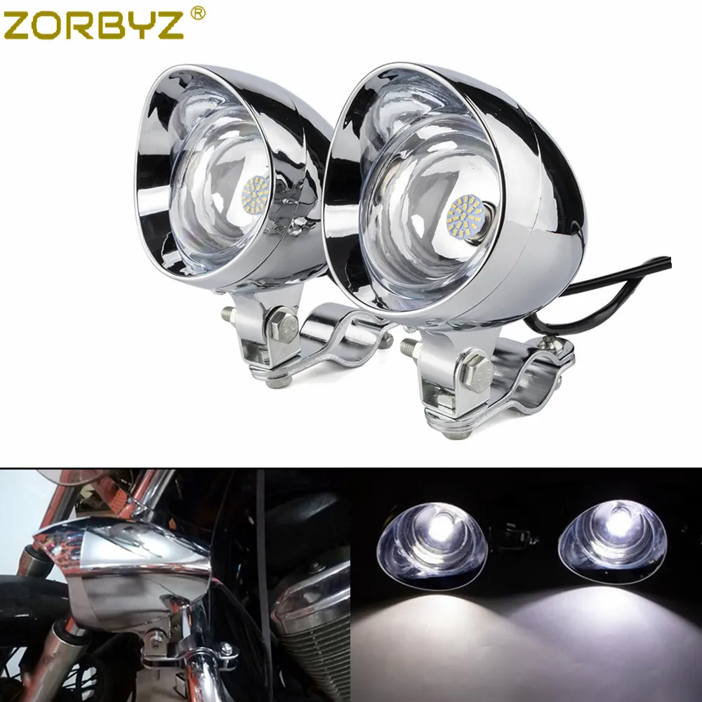 Zorbyz 1 Set Motorcycle Chrome Led Bullet Passing Spot Fog Light With ...