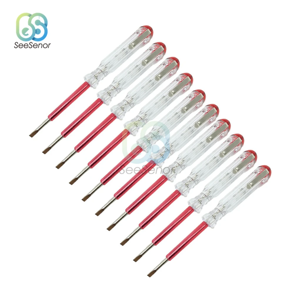 10PCS/Lot AC 100-500V Voltage Indicator Slotted Screwdriver Electric ...