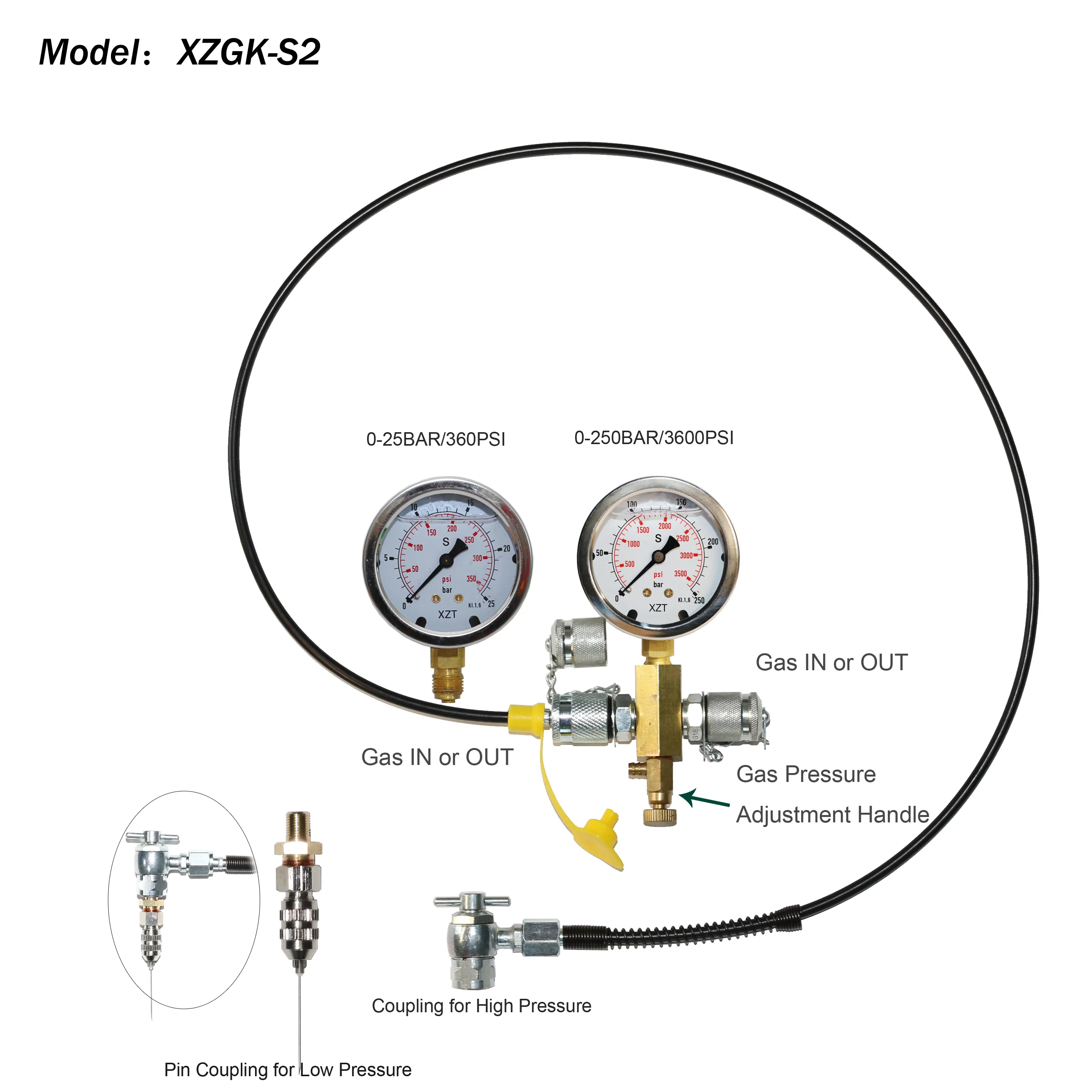 XZT S2 Nitrogen Gas Charging kit for Shock,Schrader Shock pressure test ...