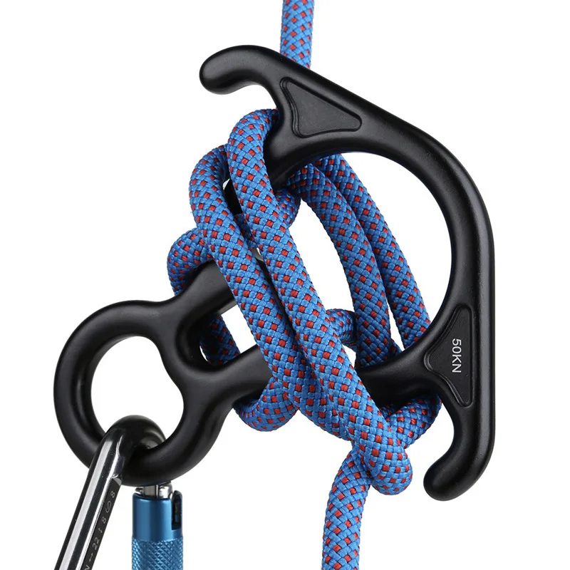 Outdoor-Climbing-Carabiners-Ox-Horn-Hoop-Abseiling-Device-50KN-Rock ...