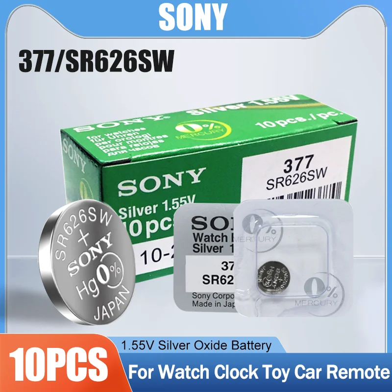 10pcs Original Sony 377 Sr626sw 377a Ag4 Sr626 Lr66 Lr626 1.55v Silver ...