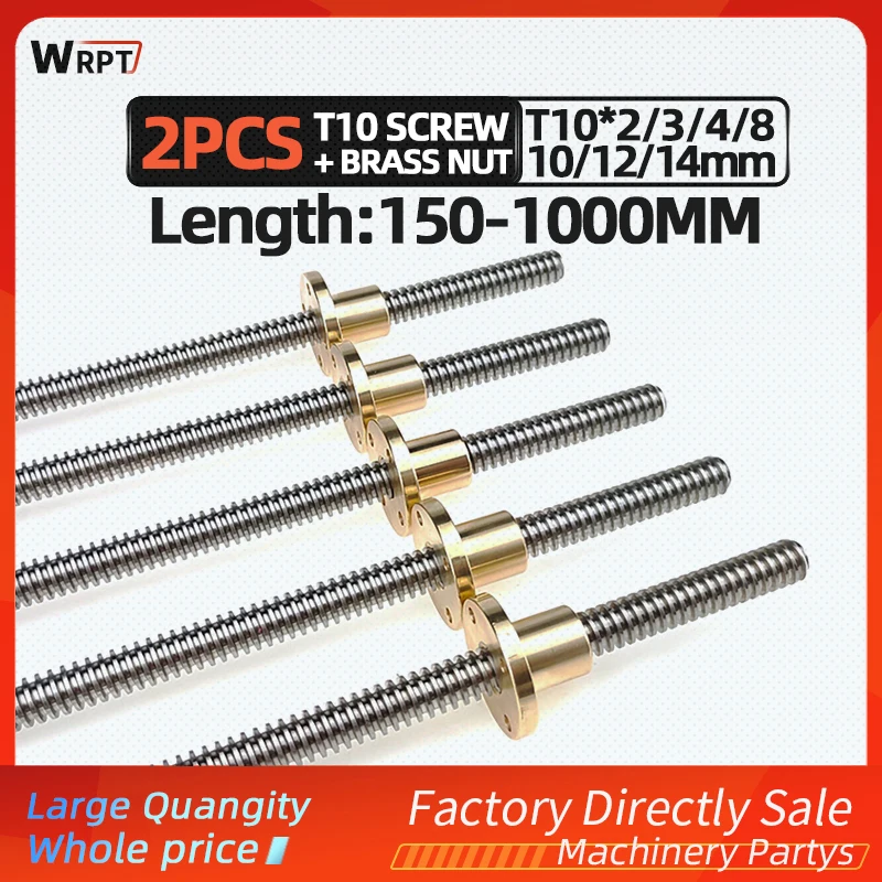 CNC 3D printer 2PCS T10 trapezoidal rod lead screw thread 10mm lead 2 ...