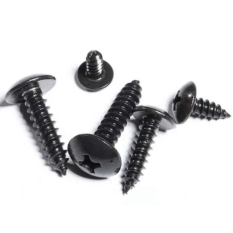 10/50pcs Black 304 Stainless Steel Cross Phillips Large Round Truss Head Self Tapping Wood Screw ...