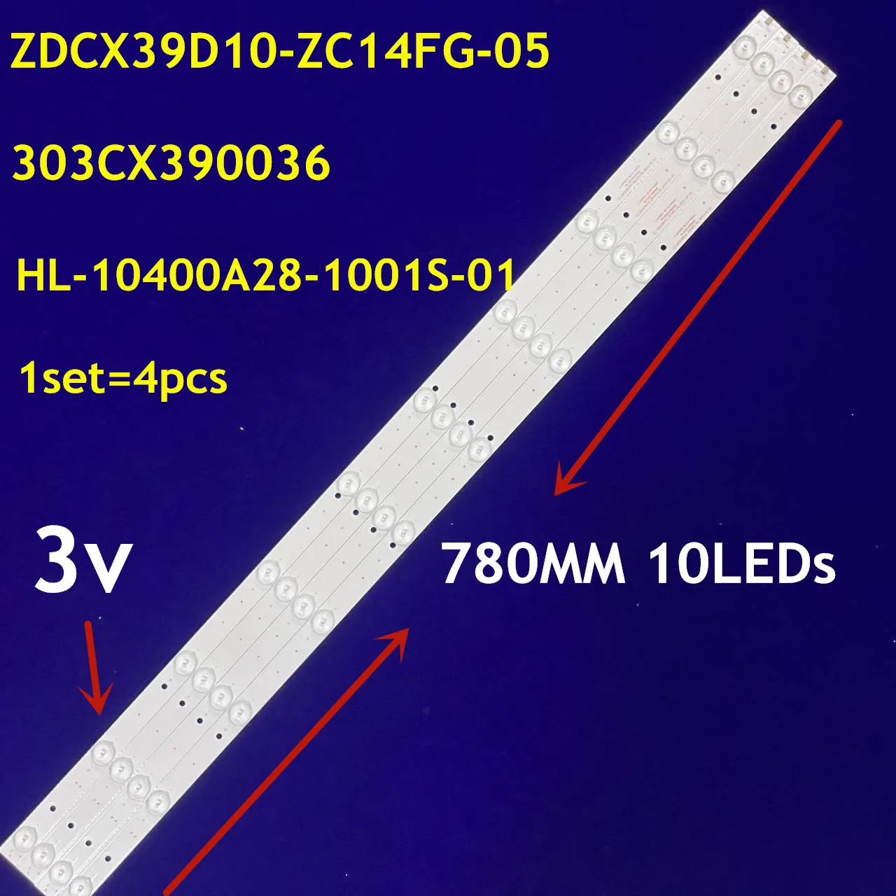 4PCS LED Strip MS-L676 V3 ZDCX39D10-ZC14FG-05 HL-00390A28-1001-01 ...