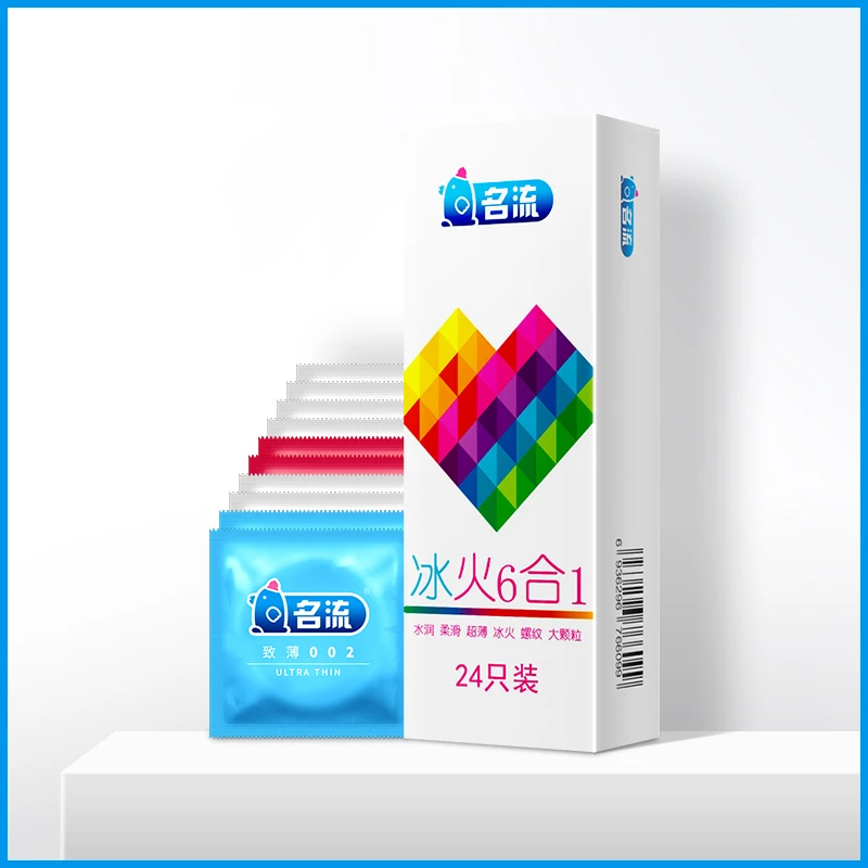 Personage 24pcs Mixed Types Condoms Ice & Fire Dotted Ribbed G spot ...