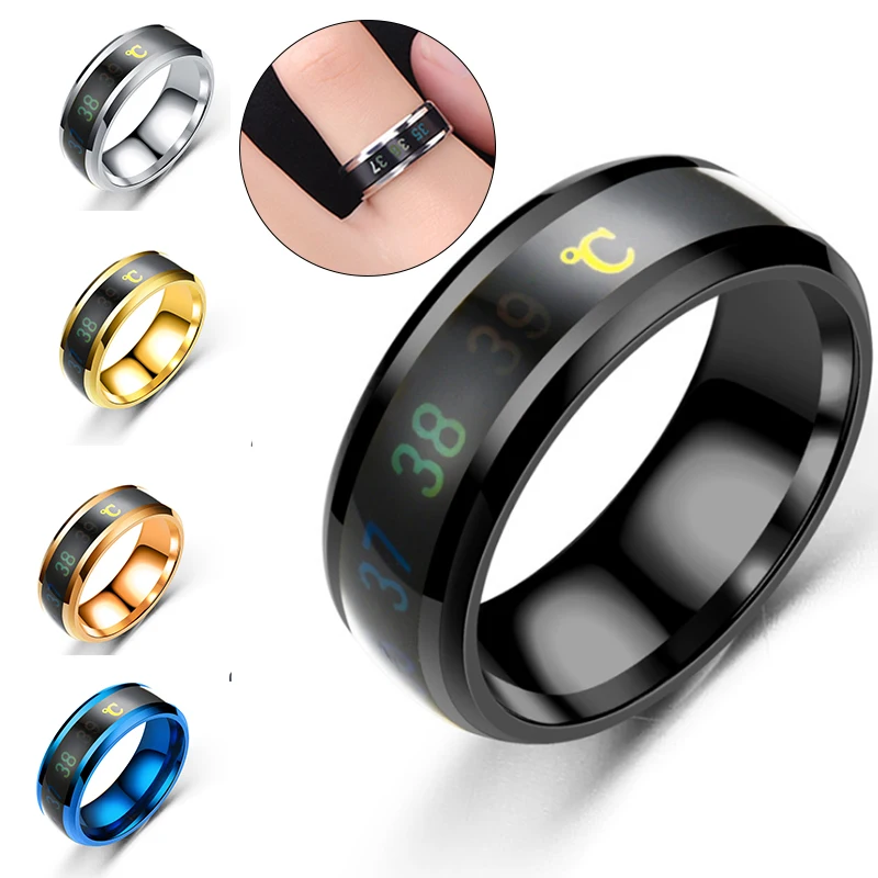 2021 New Smart Real-time Temperature Test Ring Fashion Stainless Steel ...