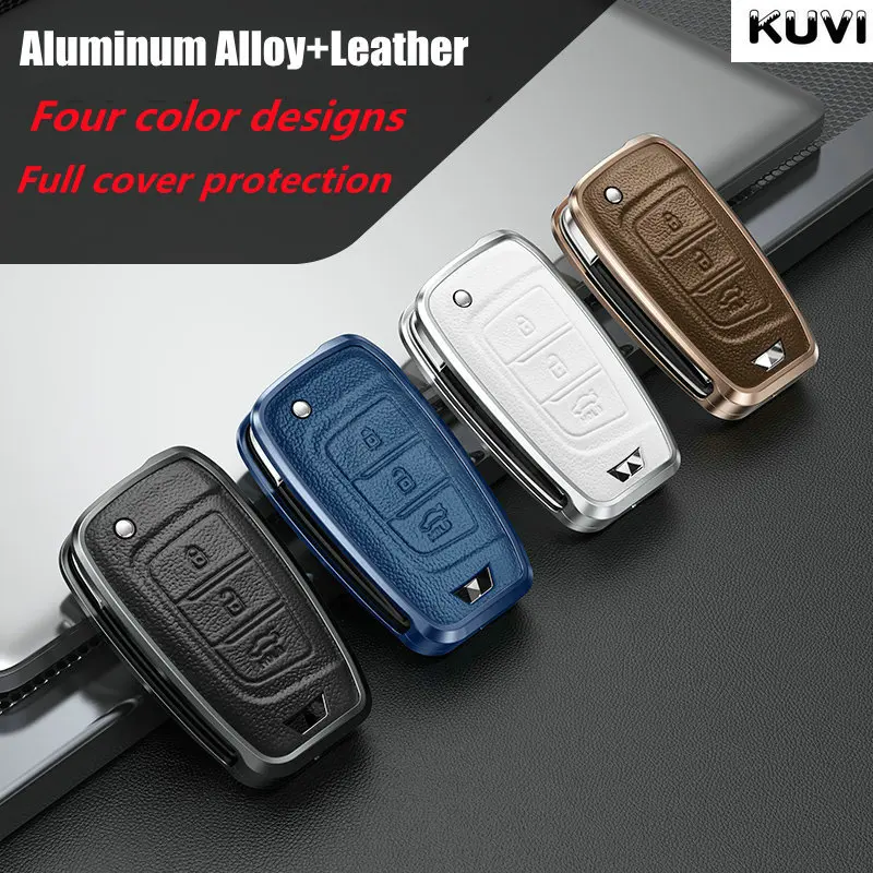Alloy-Leather-Car-Flip-Key-Case-Cover-For-Hyundai-Elantra-Solaris ...