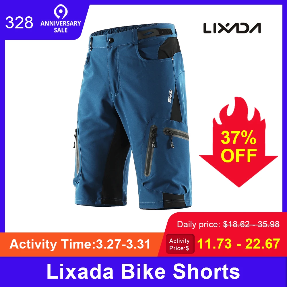 Lixada Bike Shorts Pro Men's Mountain Cycling Shorts Breathable Loose Fit For Outdoor Bike Loose ...