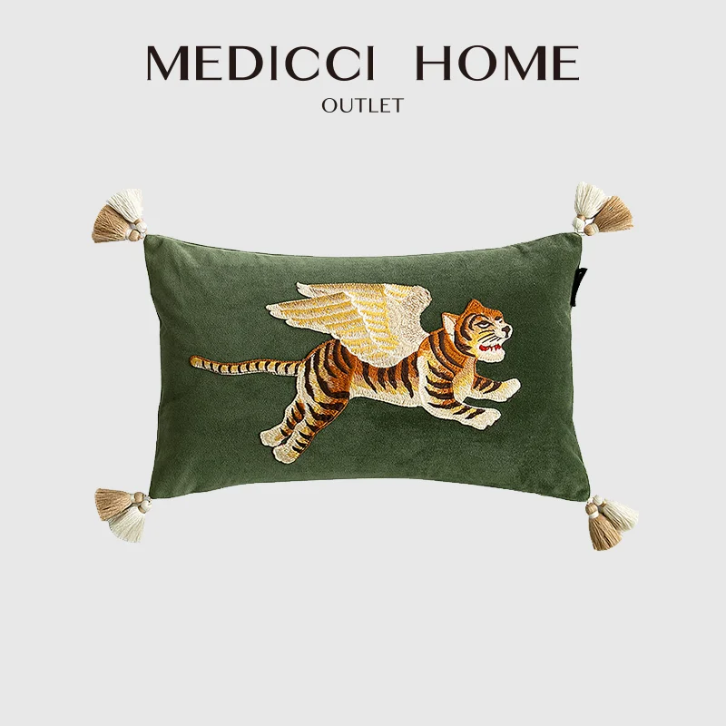 Medicci-Home-Outlet-Lumbar-Pillow-Cover-High-Quality-Tiger-With-Wings ...
