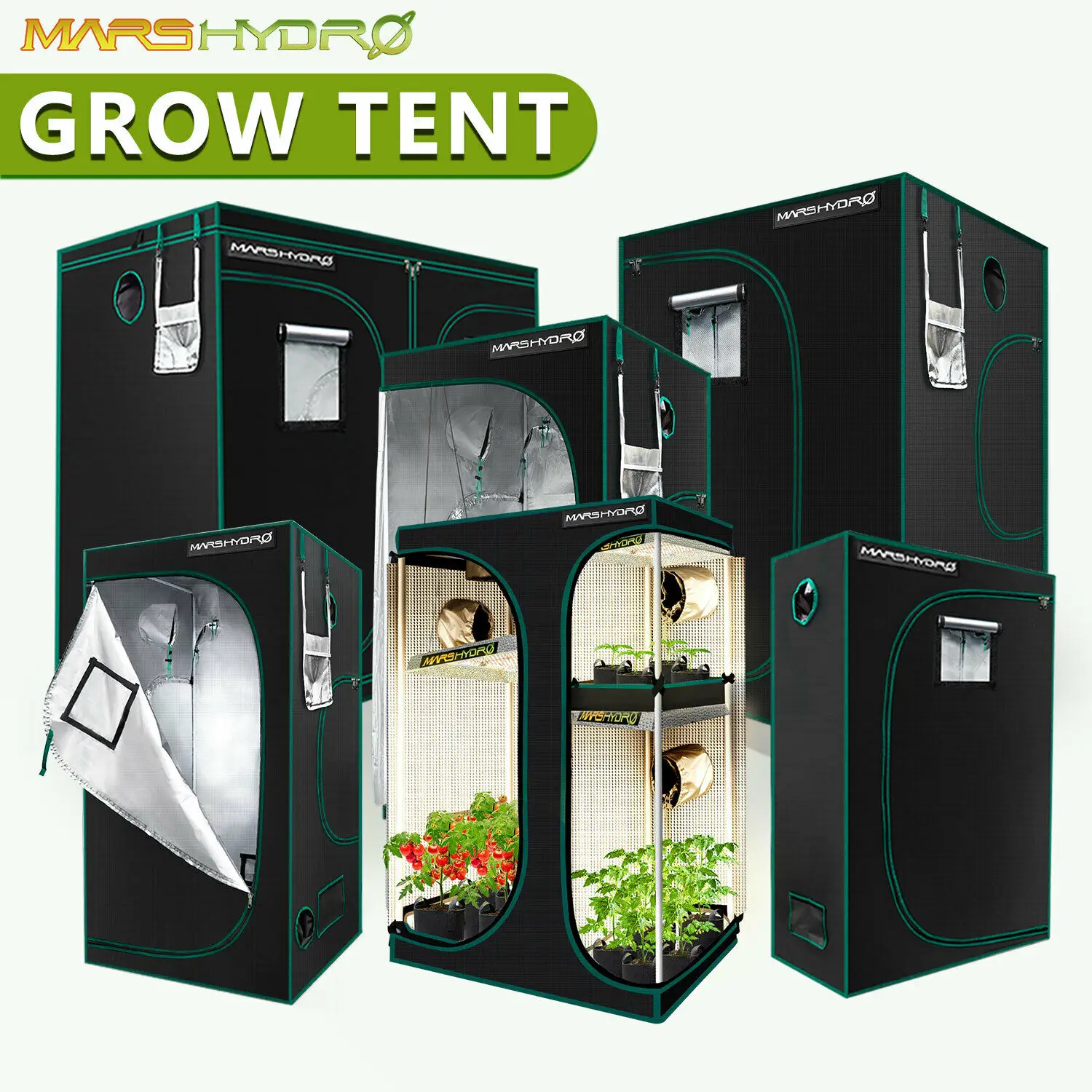 Mars Hydro Tent Series Indoor Grow Tent 1680D Canvas Reflective Mylar ...