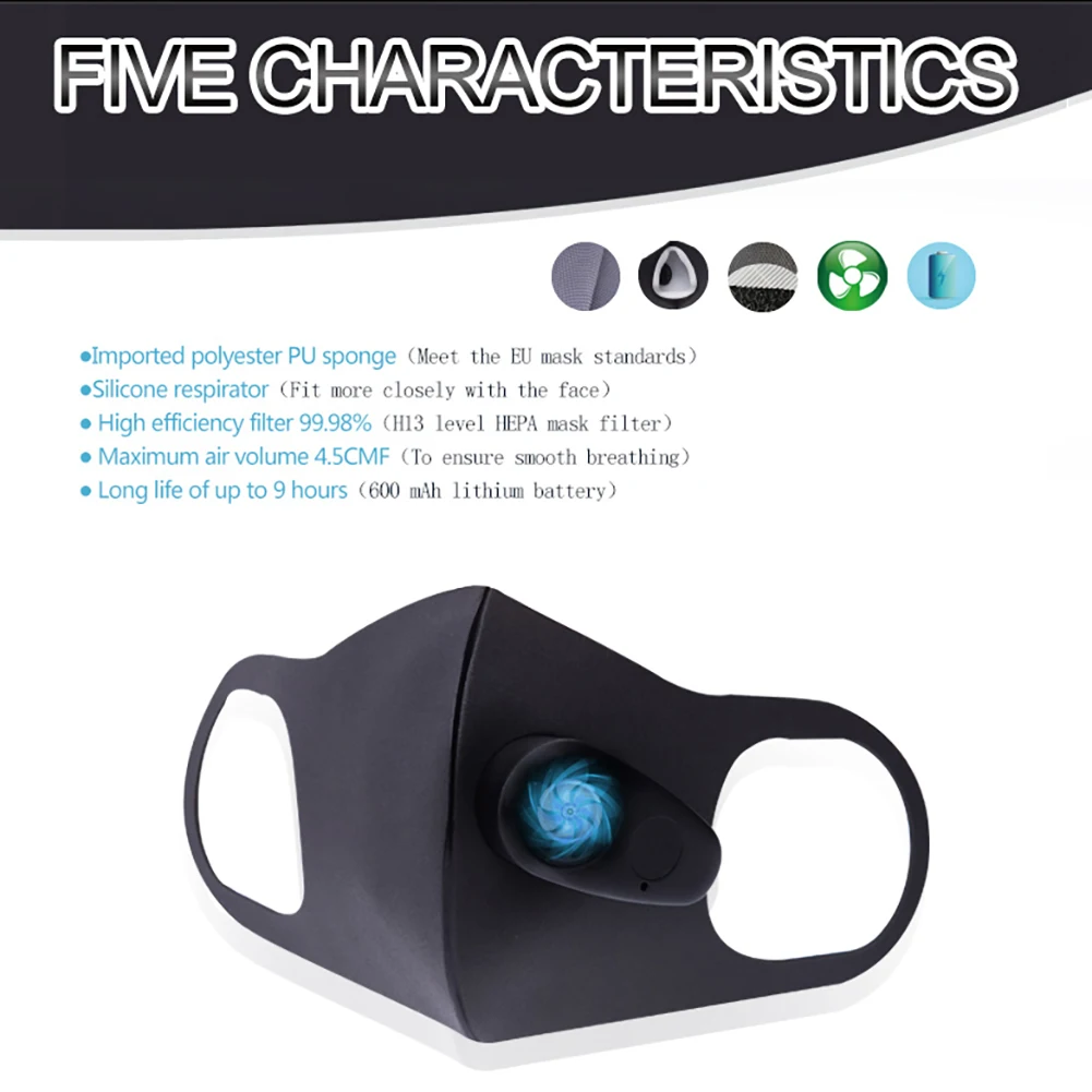 Smart Electric Face Mask Air Purifying Anti Dust Pollution Fresh Air ...