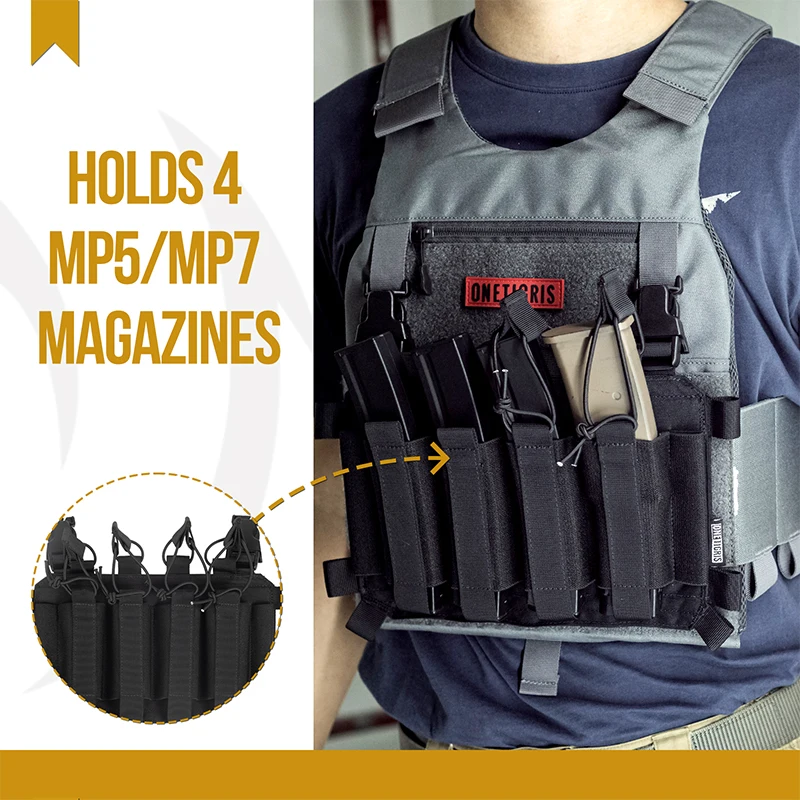 OneTigris Chest Rig Vest Add-on Quad SMG Mag Pouch Tactical Placards ...