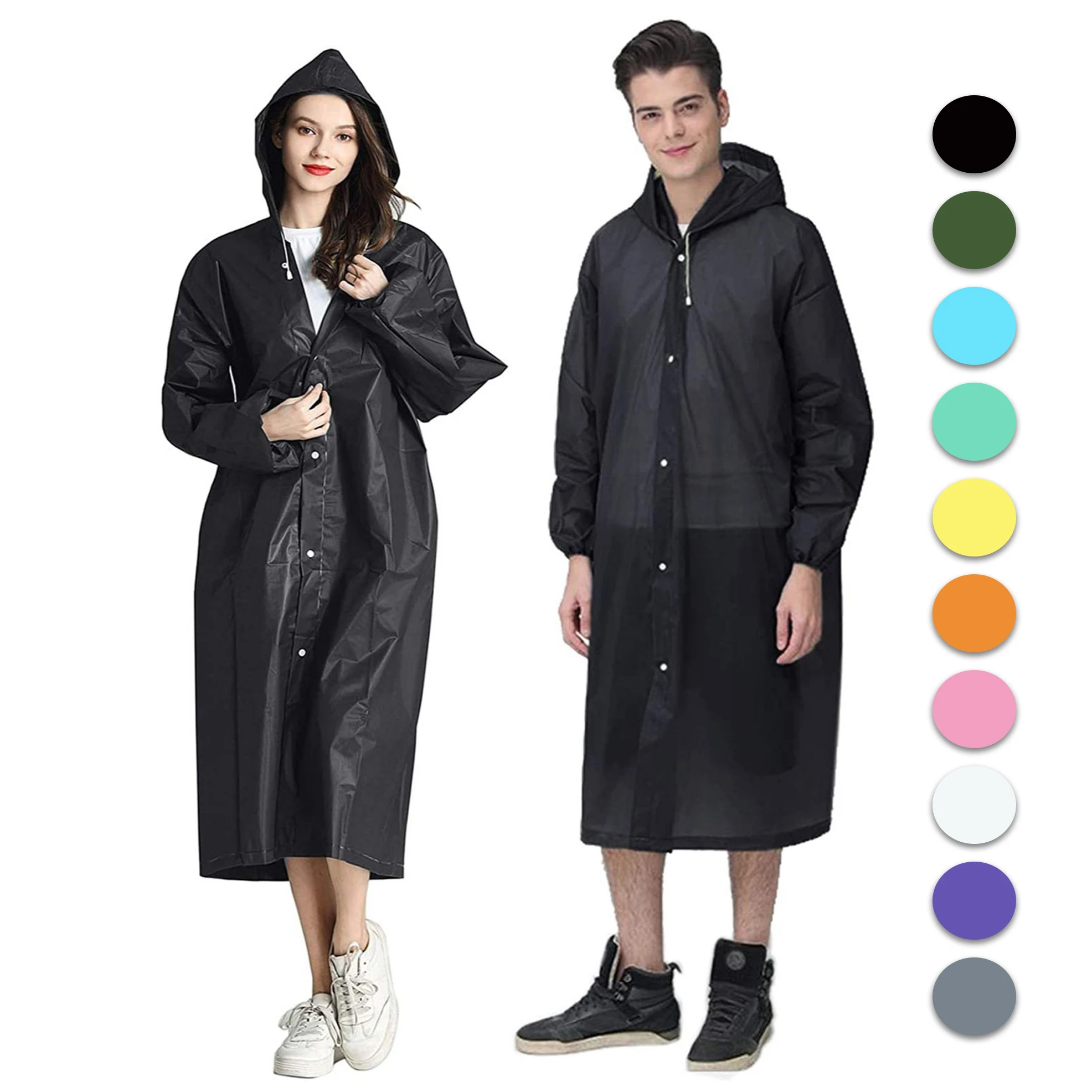 Reusable Thicken Women Men Rain Coat Waterproof Jacket Poncho Cloak ...