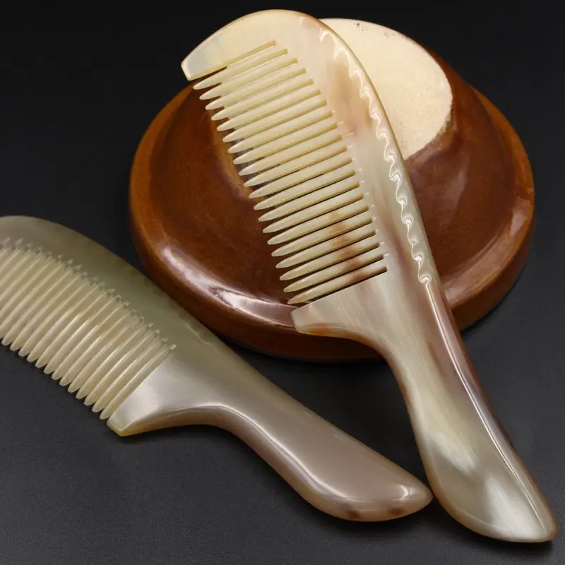 hair-brush-Combs-Hairdressing-Natural-Anti-Static-White-Buffalo-Horn ...